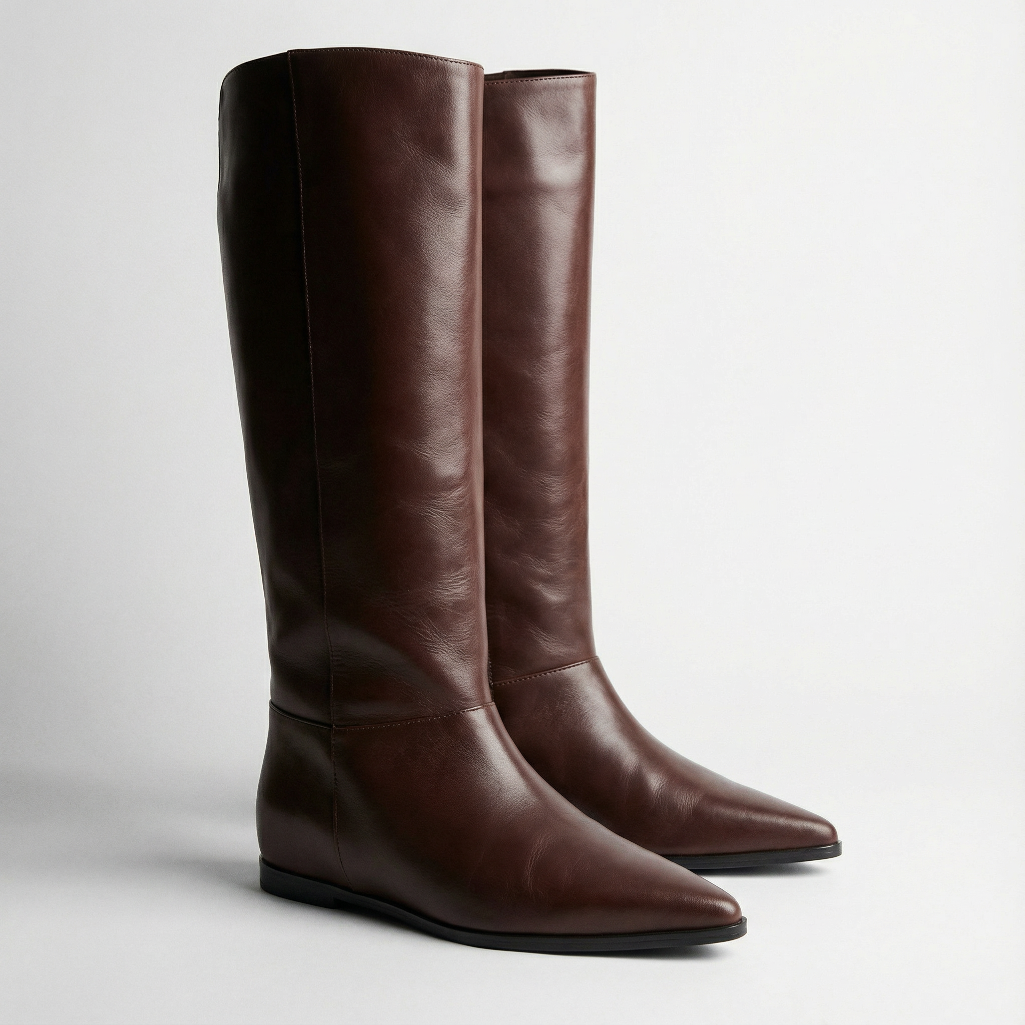 Eleanora Bordo - מגפי רכיבה עד הברך מעור בורדו – SHOEZ